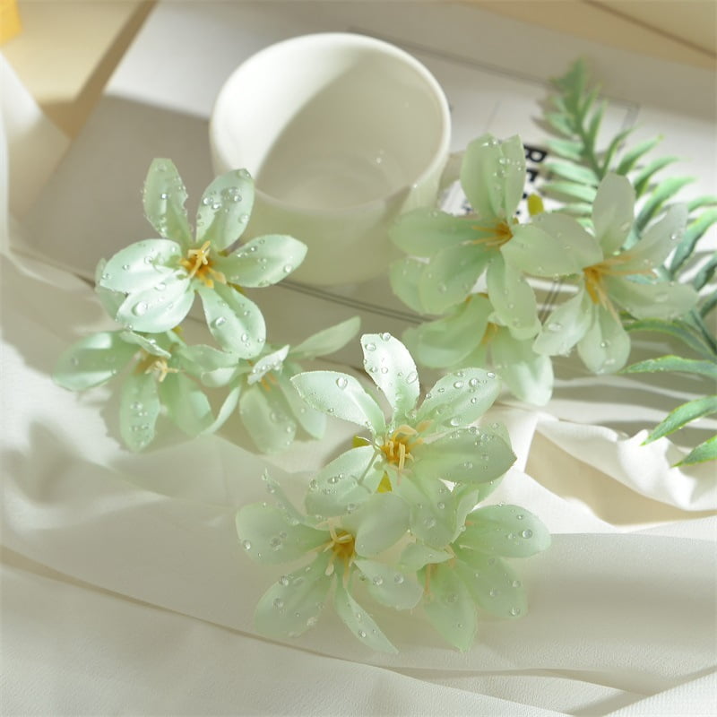 Nvzi 30 pieces of Green fake flower head-3.35 inches, 3 forks, with ...