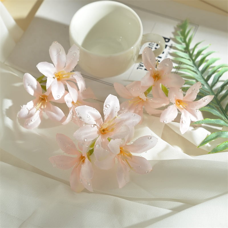Nvzi 30 pieces of pink fake flower head-3.35 inches, 3 forks, with ...
