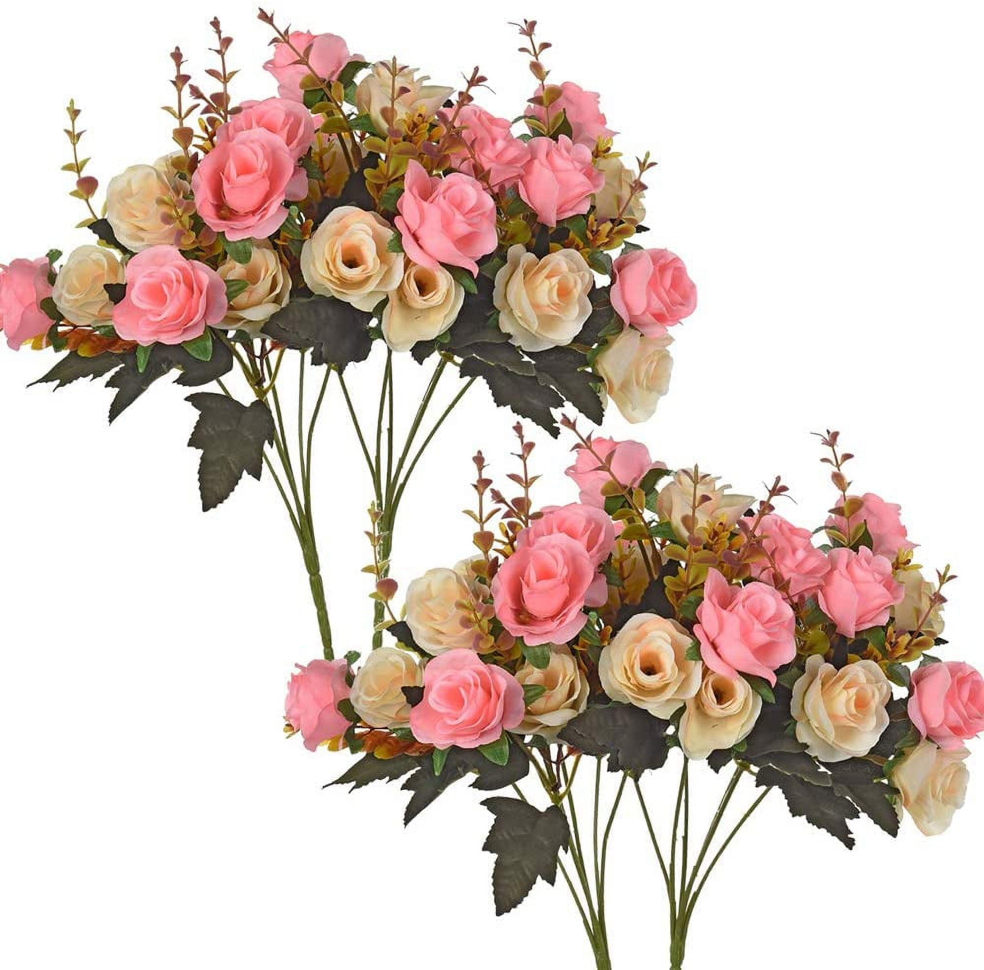Nvzi 4 Bunches of Artificial Roses.。48 Small Roses，Plastic Silk Flower ...