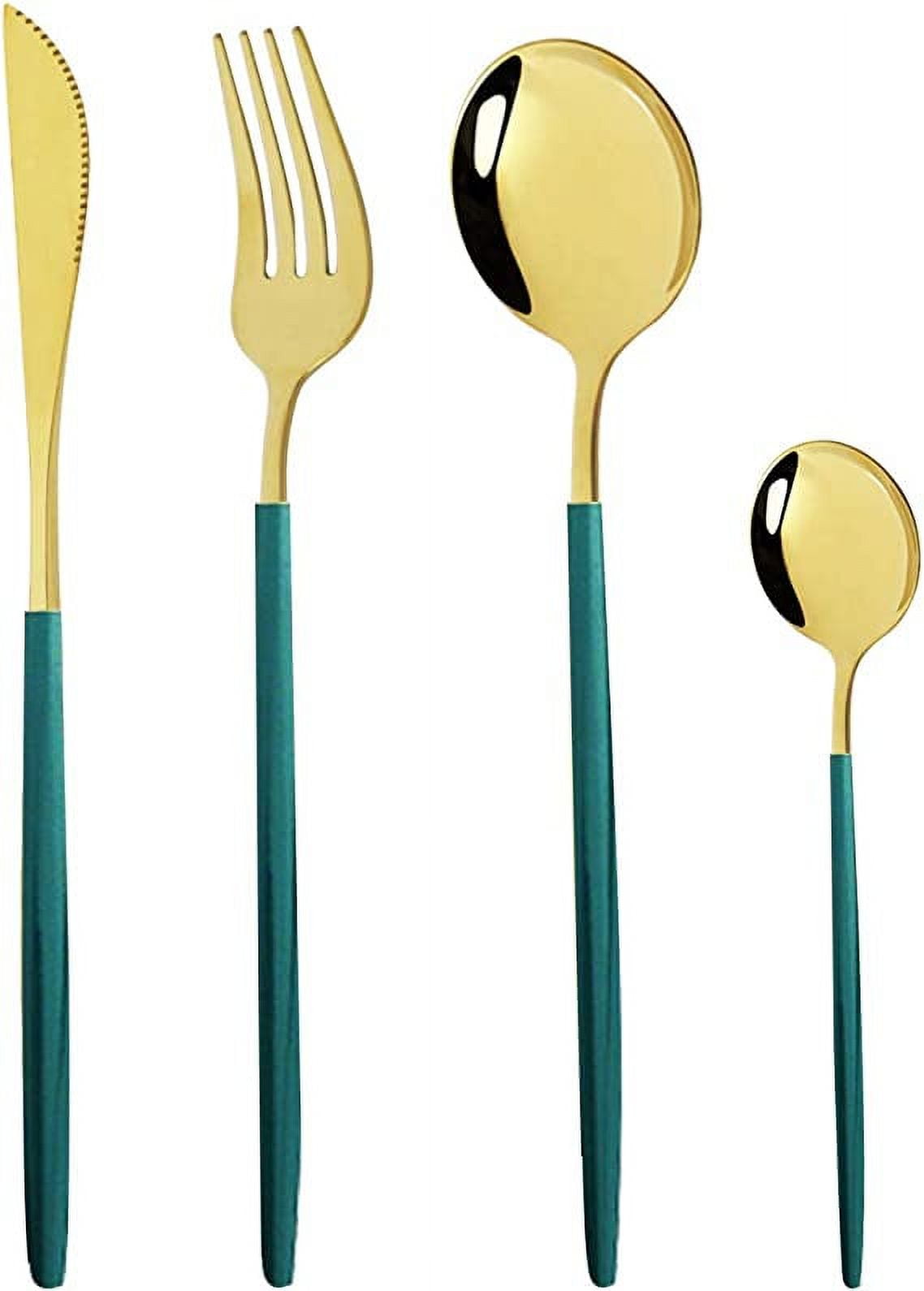 Nvzi 40-Piece Silverware Set Stainless Steel Reusable Utensils Forks ...