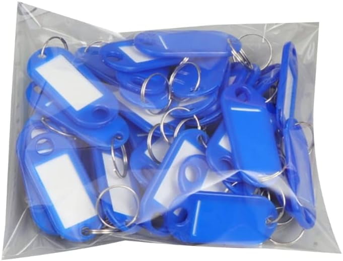 Namzi 50Pcs Keychain Label Tags Keys Tags with Split and Label Window ...