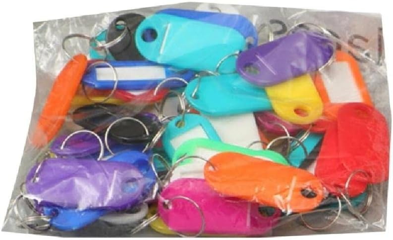 Nvzi 50Pcs Keychain Label Tags Keys Tags with Split and Label Window ...