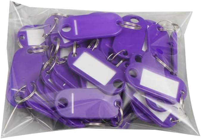 Namzi 50Pcs Keychain Label Tags Keys Tags with Split and Label Window ...