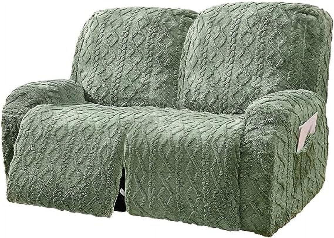 Nvzi 6 Pieces Geometric Jacquard Plush Recliner Loveseat Slipcovers ...