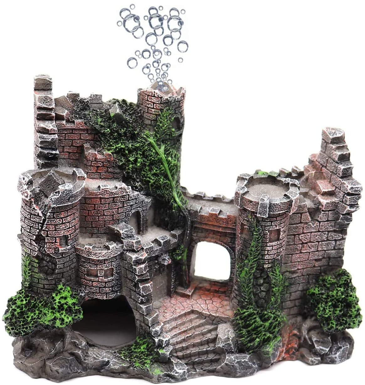 Nvzi Aquarium Resin Castle Decoration, Castle Hideouts Stone Cave Hide ...
