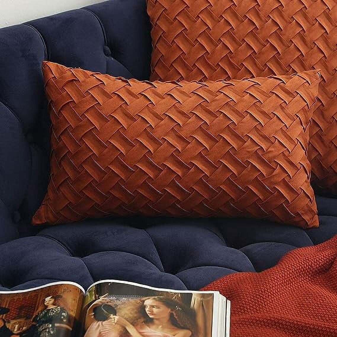 Nvzi Basket Weave Pattern Decorative Throw Pillow Cover Super Soft ...