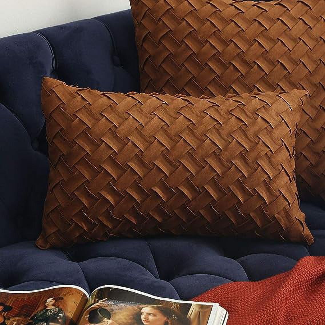 Nvzi Basket Weave Pattern Decorative Throw Pillow Cover Super Soft ...