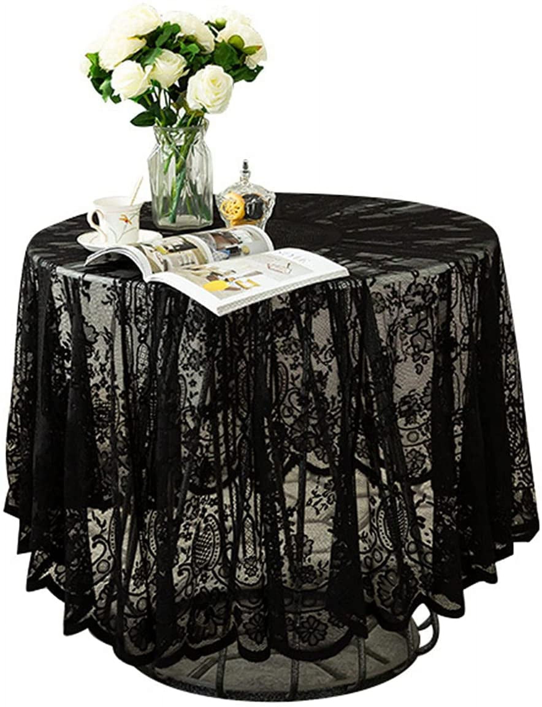 Nvzi Black Lace Tablecloth Embroidered Elegant Floral Patterns Table ...