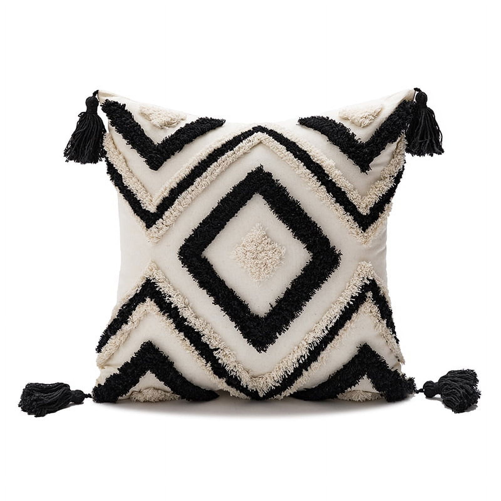 Nvzi Boho Tufted Decorative Throw Pillow Cover, Cozy Bohemian Cotton ...