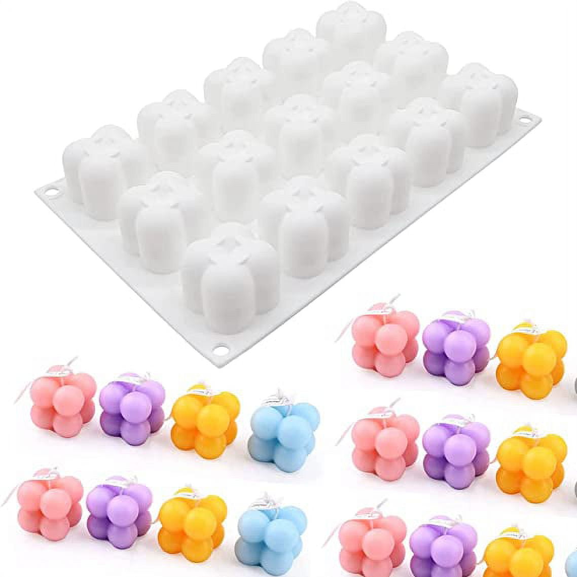 Nvzi Bubble Candle Molds, 3D Bubble Cube Silicone Mold for Candles Soap ...