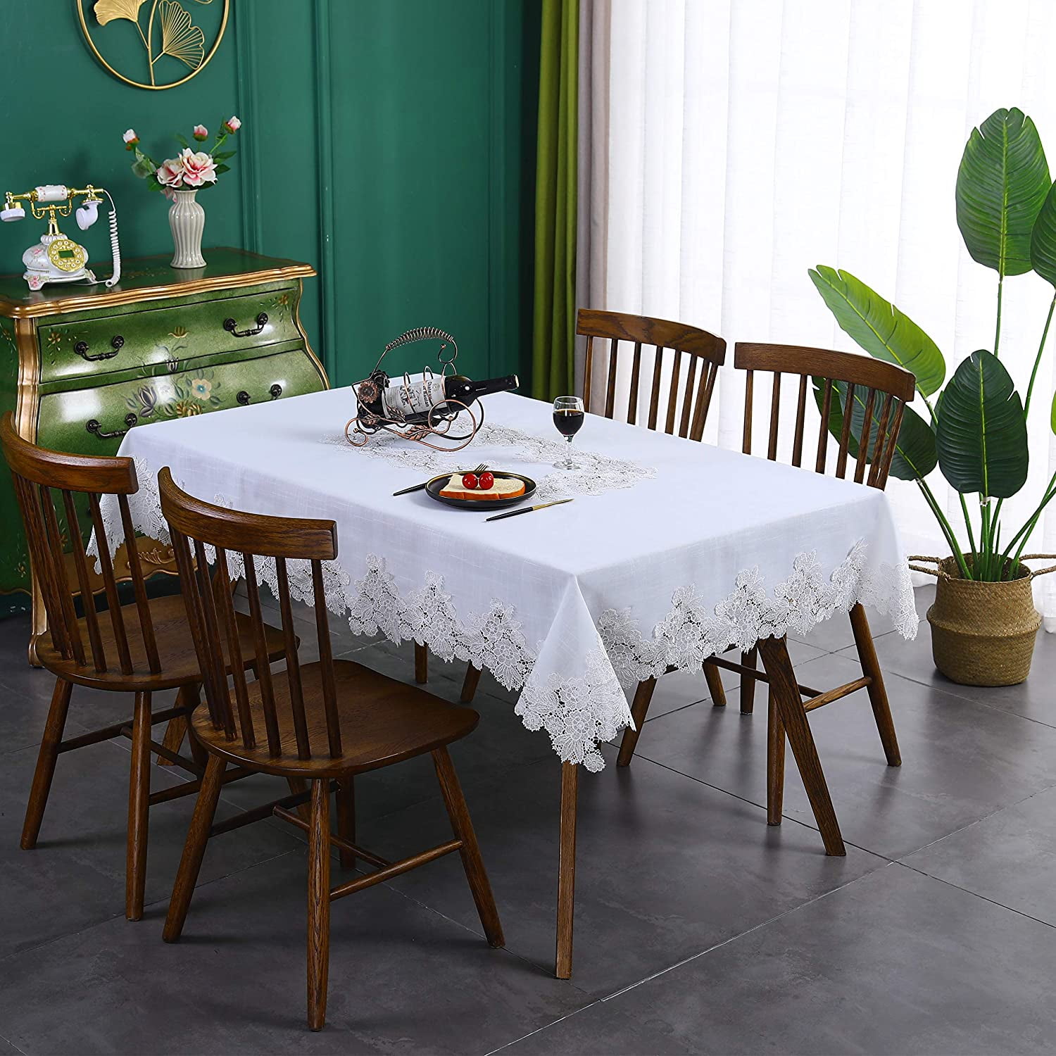 Nvzi Cream White Lace Flower Embroidery Small Square Tablecloth Rustic ...