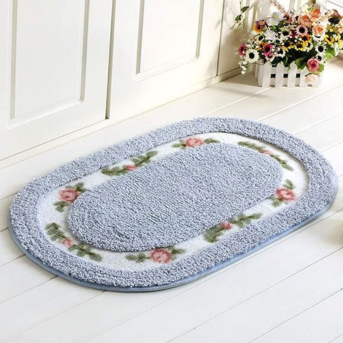 Nvzi Elegant Rose Flower Bathroom Rugs Bath Mat Soft Non Slip Absorbent ...