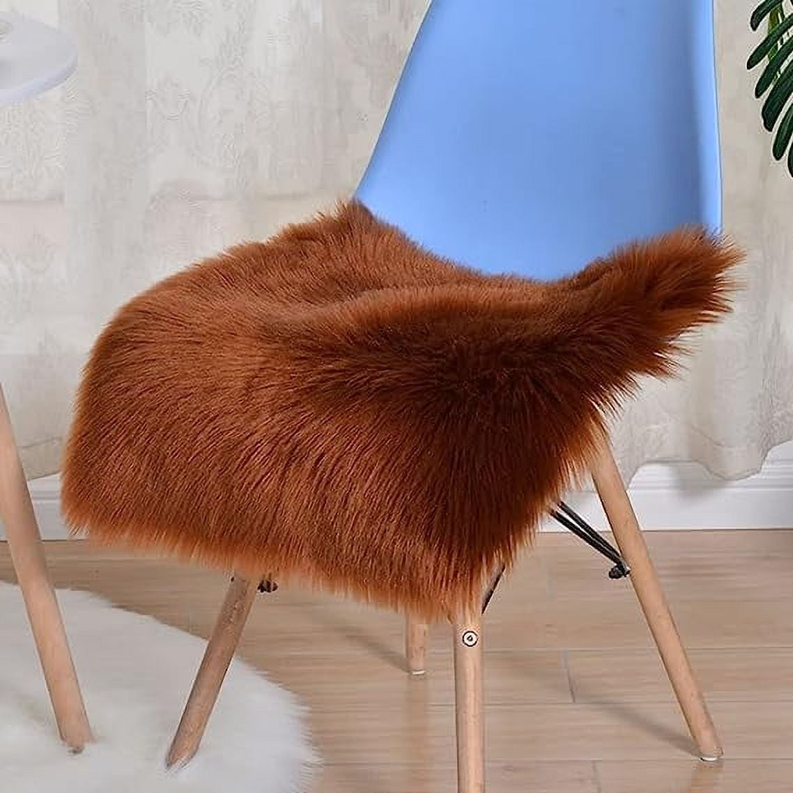 Nvzi Faux Fur Sheepskin Square Chair Cover Seat Cushion Pad Ultra Soft ...