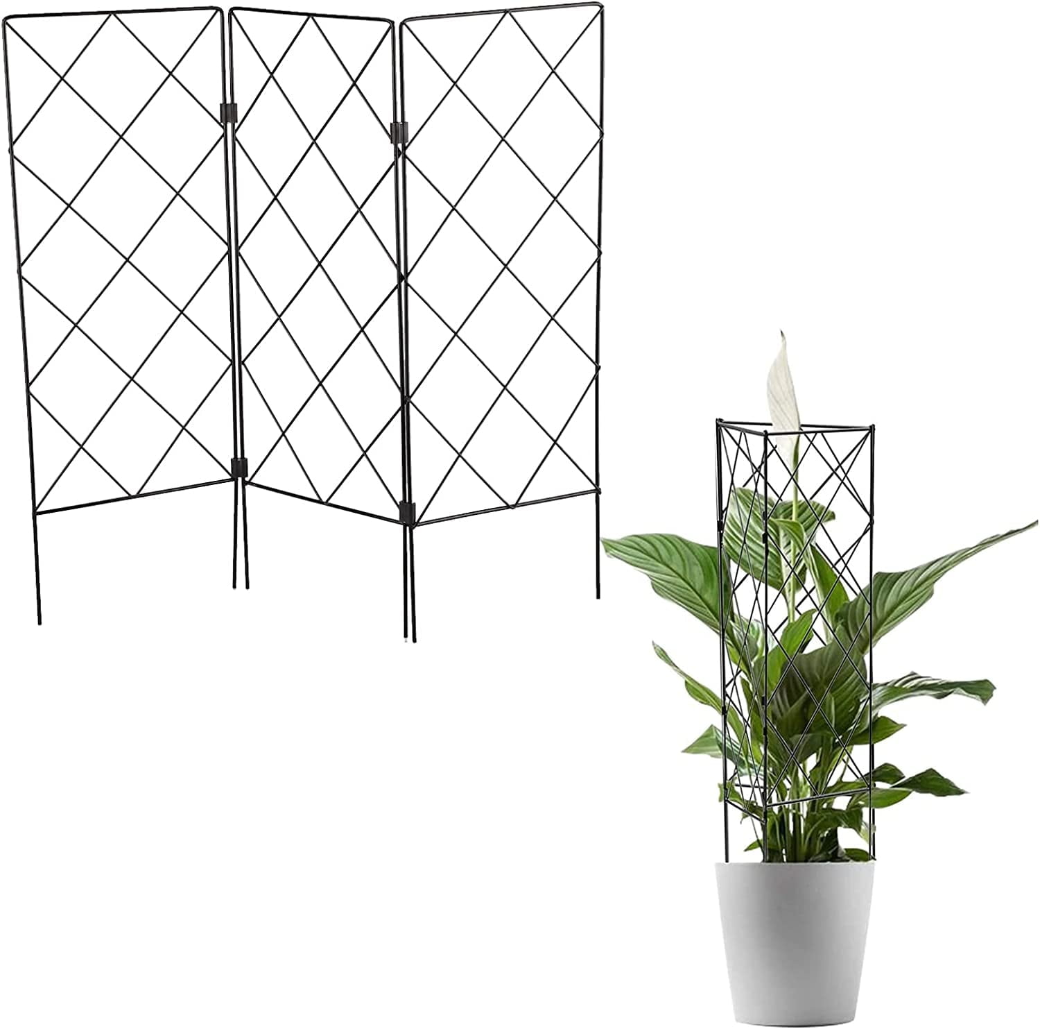 Nvzi Garden Trellis 20.8” x 7.8” Black Cast Iron Rectangle Trellises (3 ...