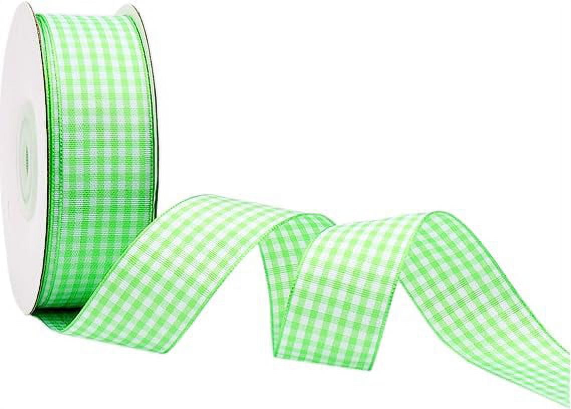 Nvzi Gingham Ribbon Checkered Ribbon 1-Inch Wide Taffeta Plaid Ribbon ...