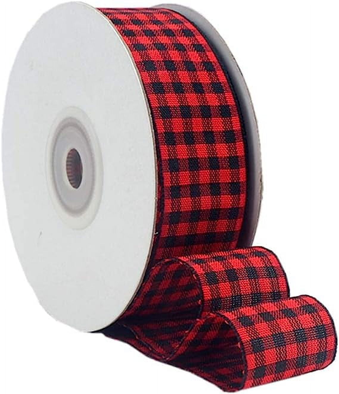 Nvzi Gingham Ribbon Checkered Ribbon 1-Inch Wide Taffeta Plaid Ribbon ...