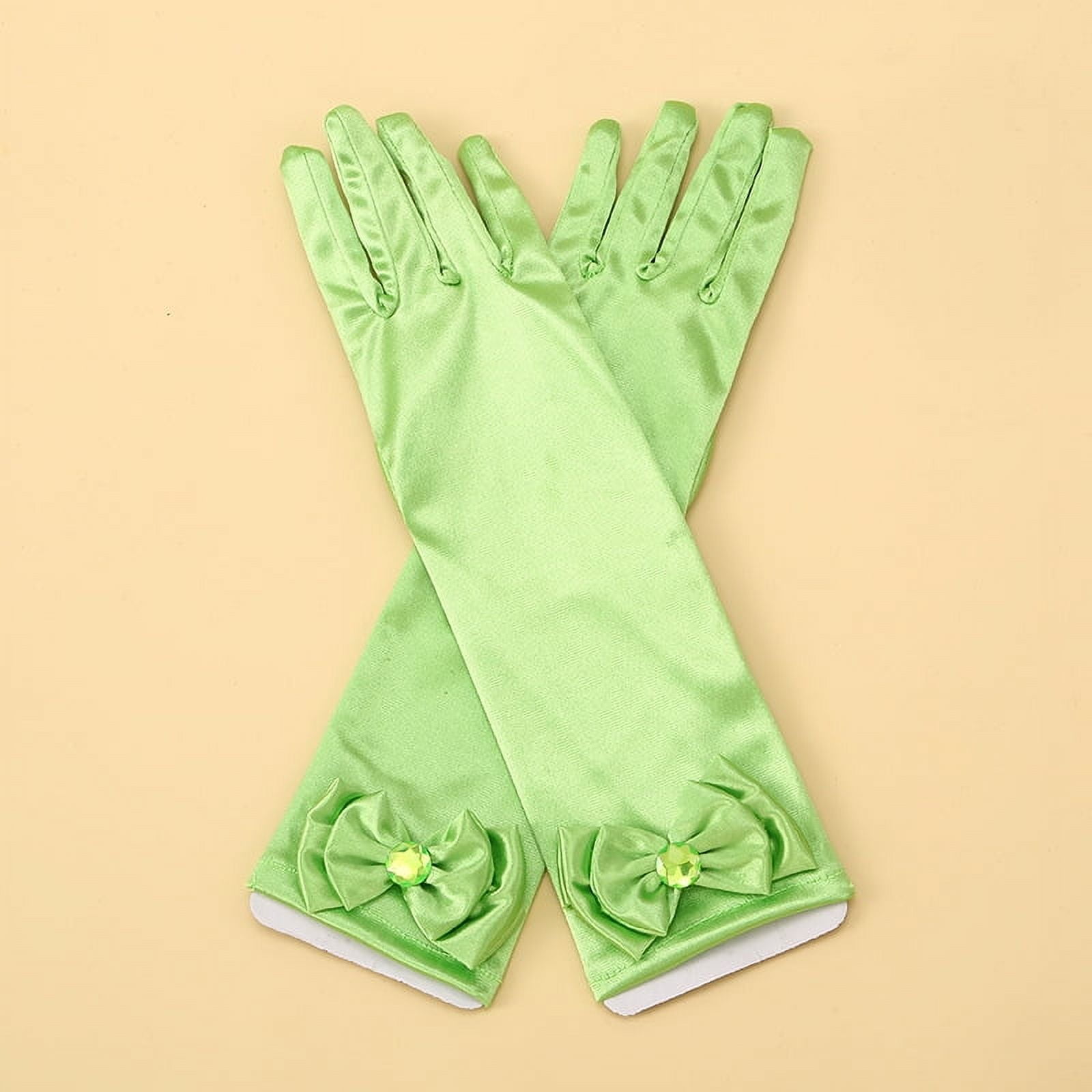 Nvzi Princess Gloves, White Long Satin Princess Dress Up Diamonds Bows ...