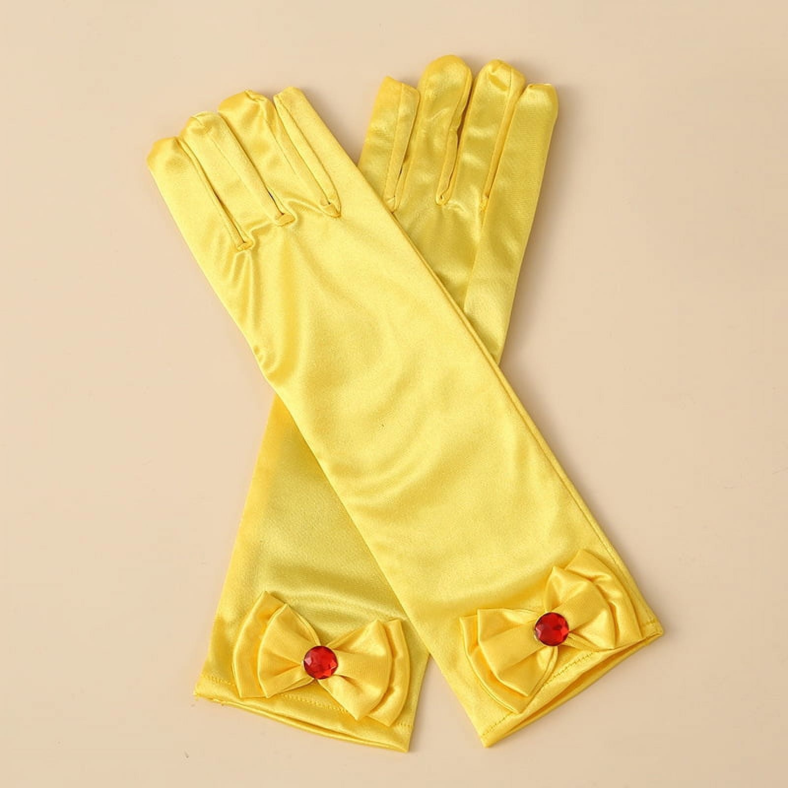 Nvzi Princess Gloves, White Long Satin Princess Dress Up Diamonds Bows ...