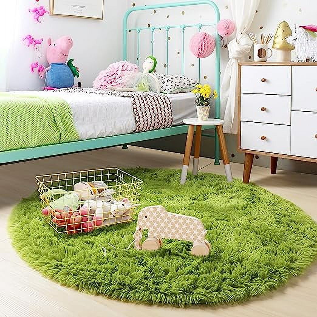 Nvzi-c grass green circular carpet, fluffy circular carpet 23.6 * 23.6 ...
