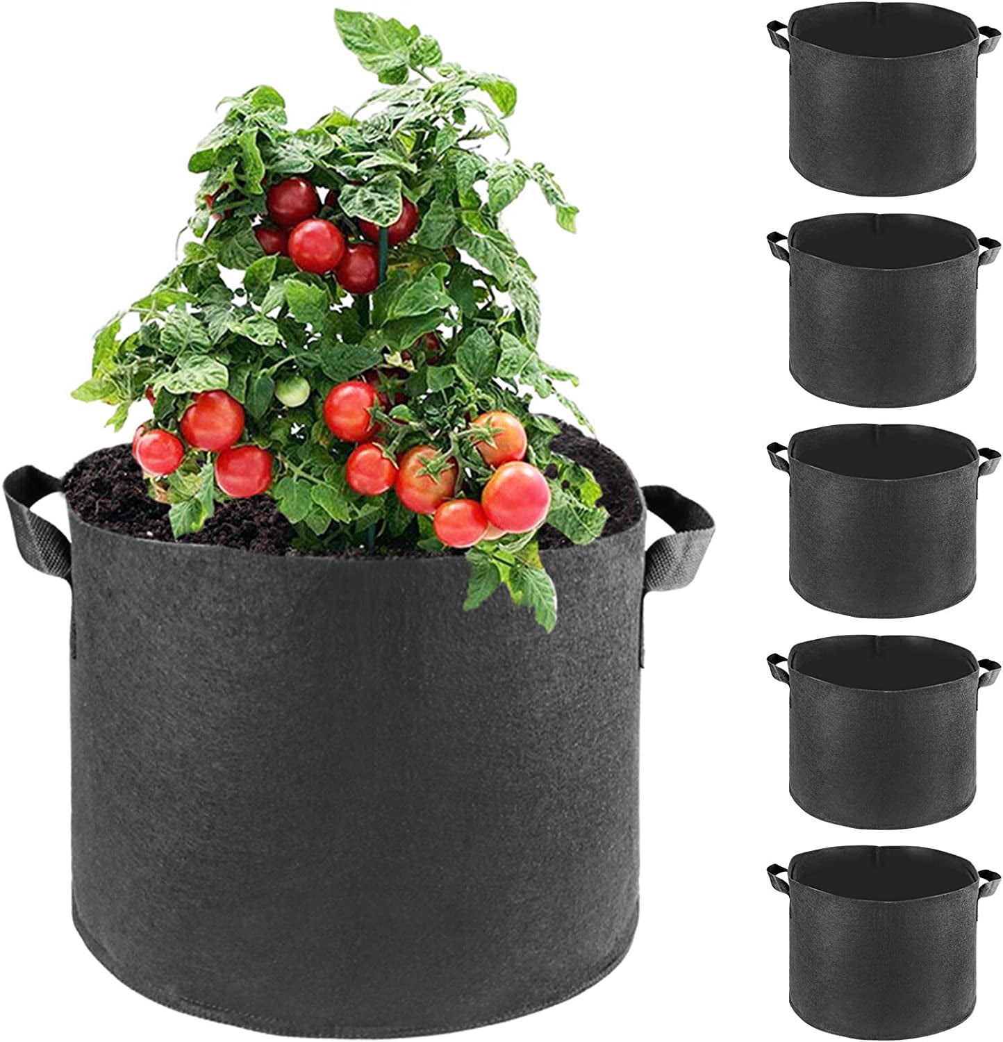 Nvzi Grow Bags 5 Gallon Aeration Fabric Pots for Plants 5-Pack Durable ...