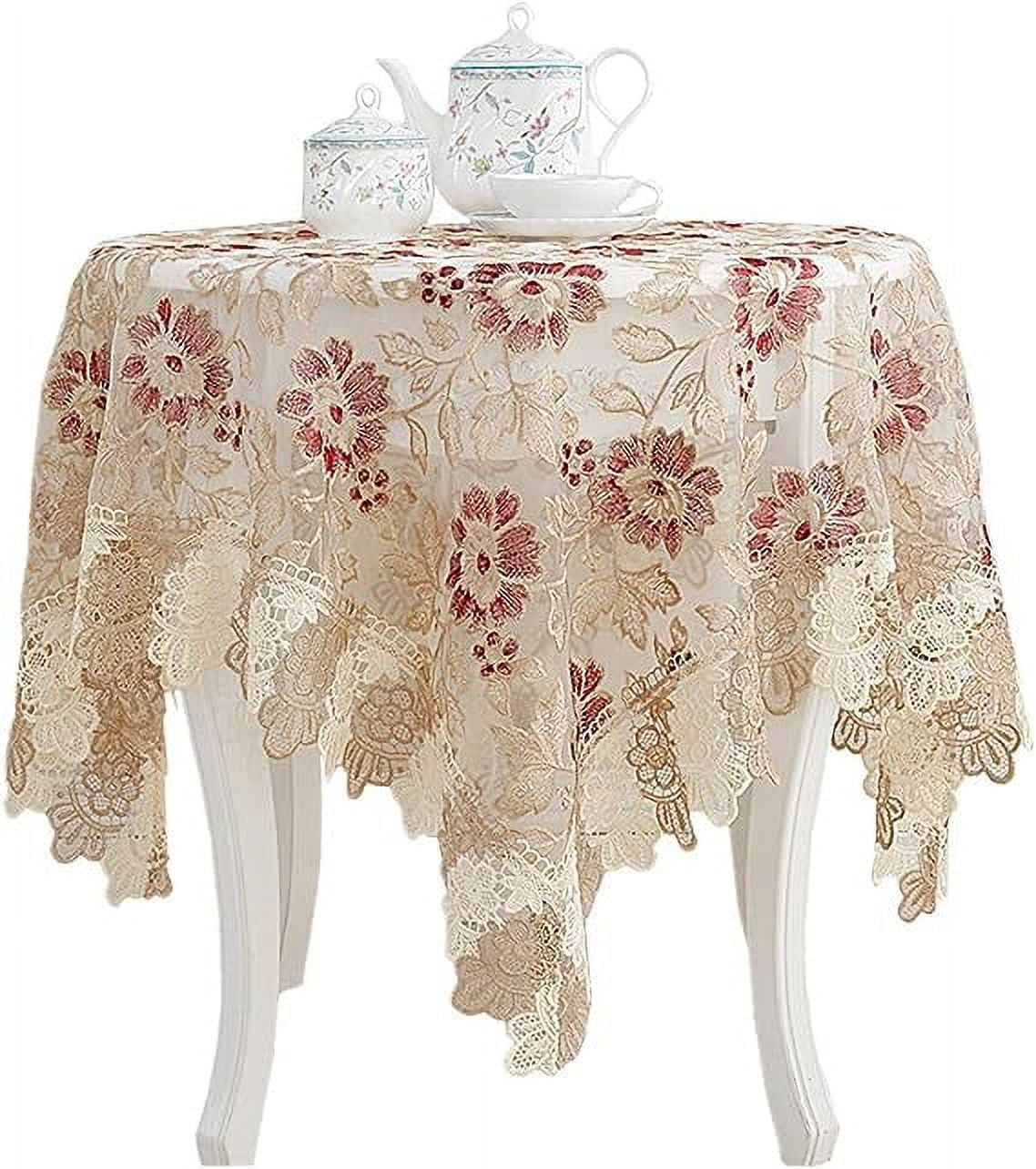 Nvzi Lace Polyester Tablecloth Embroidery Square Table Cloths for Party ...