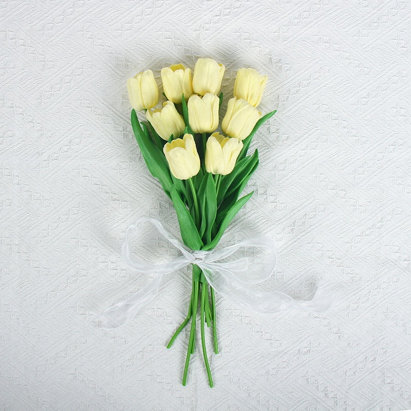 Nvzi Light Yellow artificial tulips -12 pieces, 13 inches long - PU ...