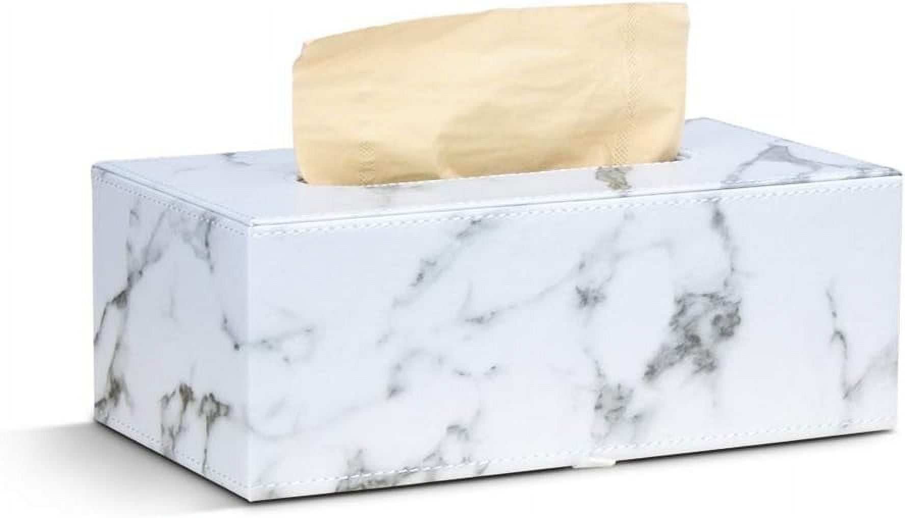 Nvzi Marble Pattern PU Leather Facial Tissue Box Napkin Holder, Tissue ...