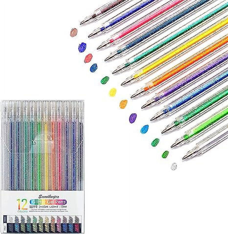 Nvzi Metallic Gel Pens Bold Glitter Colored Pen 12 Colors Adults ...