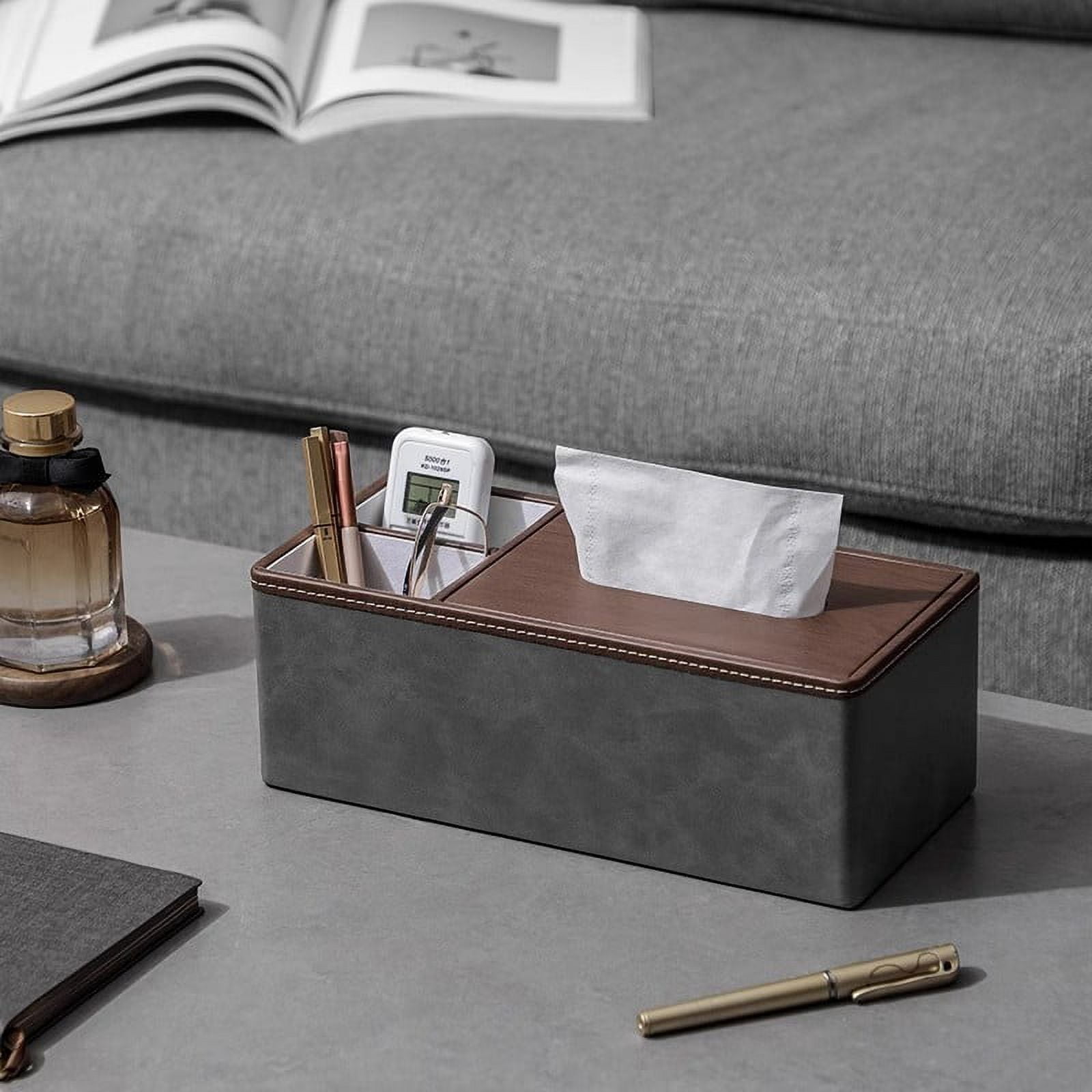 Nvzi Multi-Function Tissue Box Cover, Leather Tissue Box Holder ...