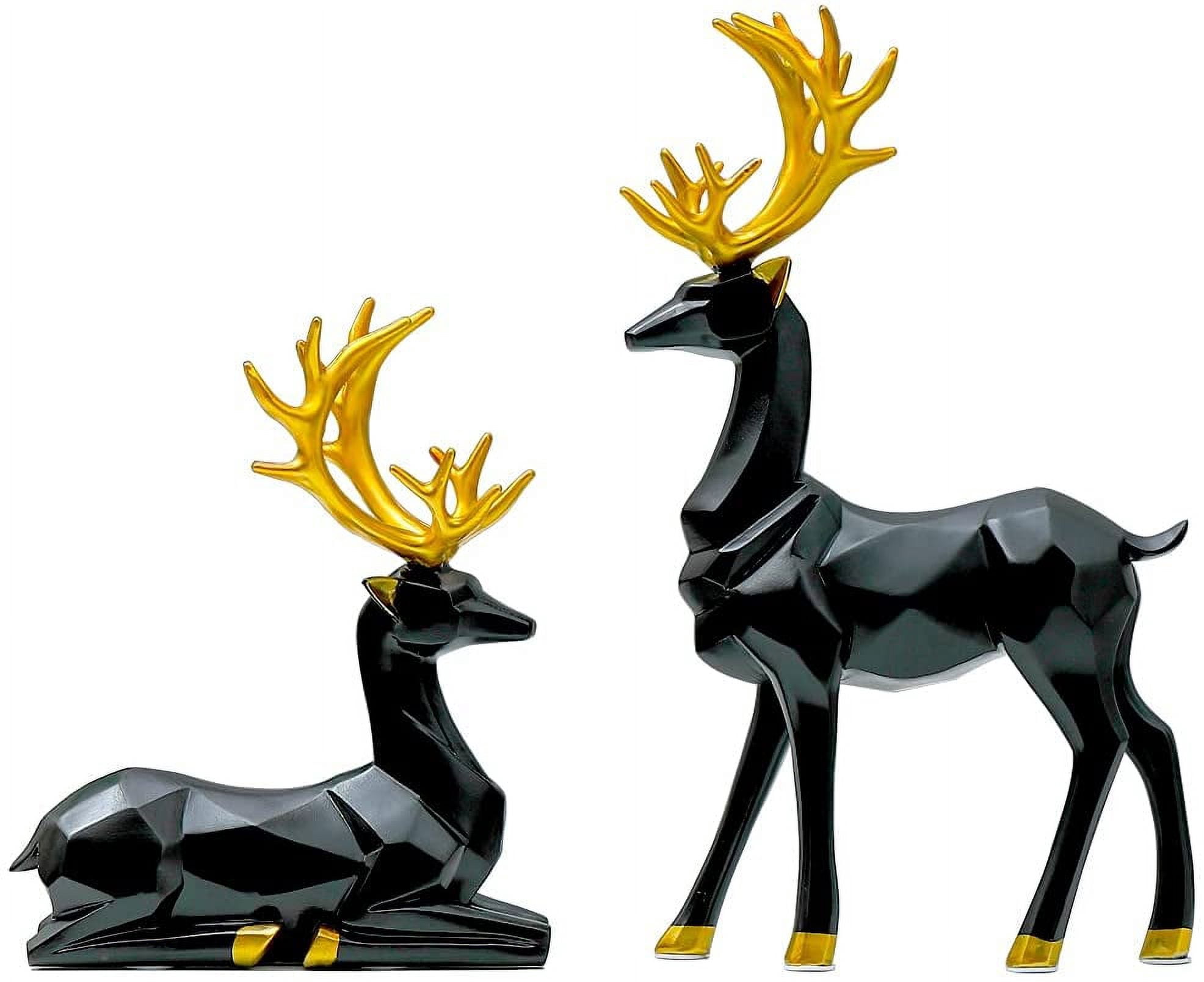 Nvzi Nordic Resin Geometric Elk Sculpture Sitting Standing Deer Statues ...