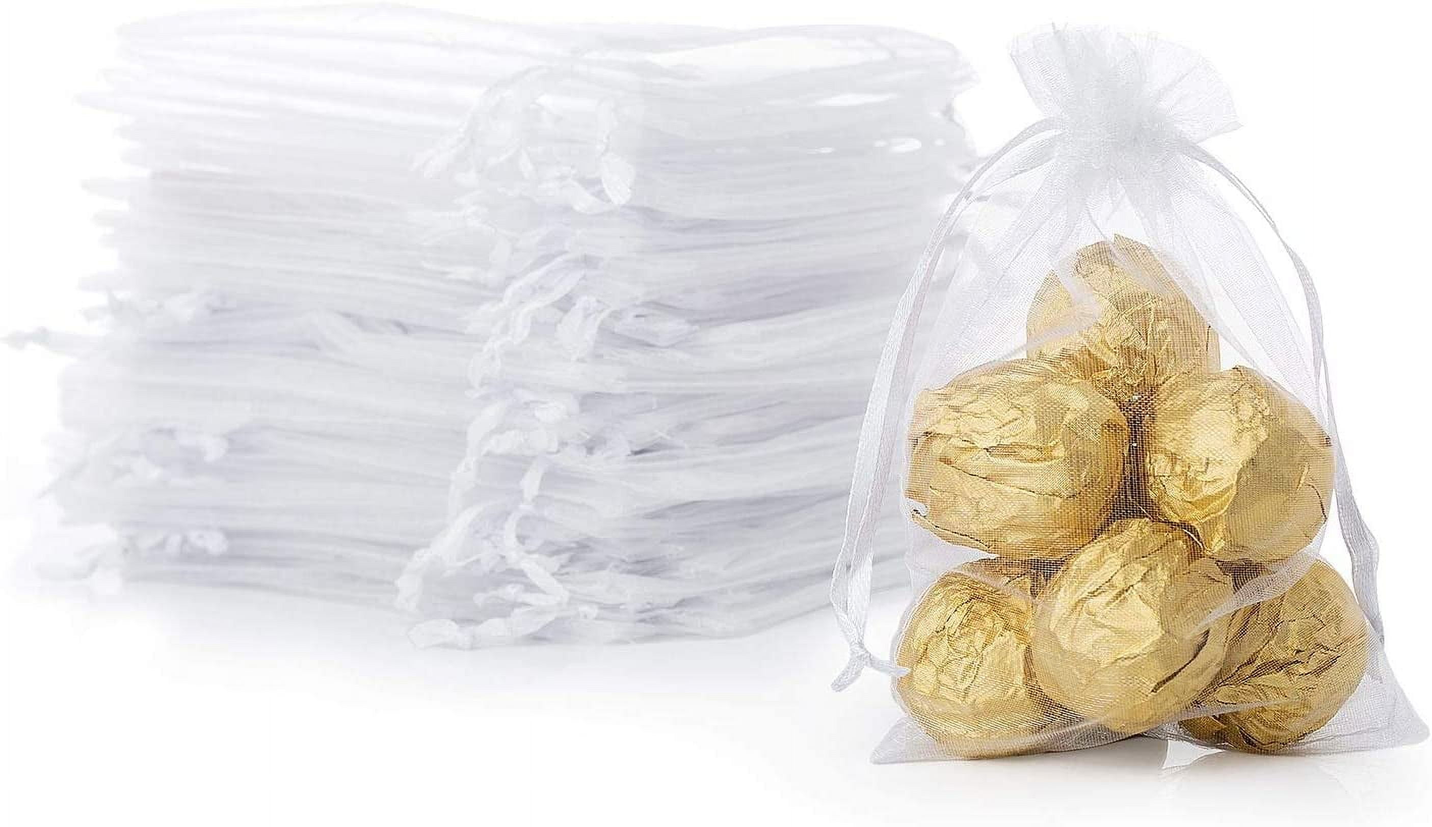 Nvzi Organza Bags 4x6 Inch, 100PCS White Drawstring Gift Bags Mesh ...