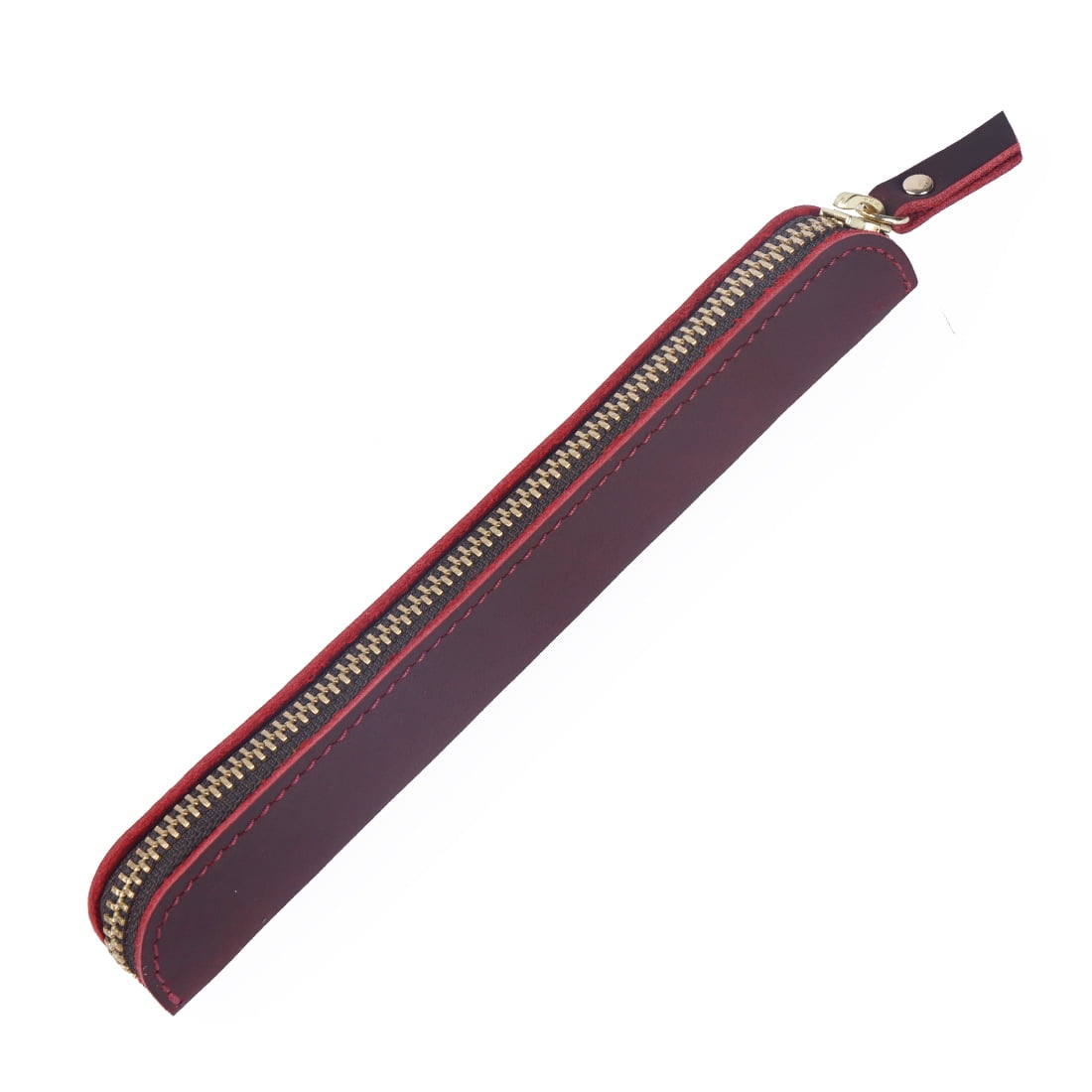 Nvzi Pen Pouch, Handmade Leather Pencil Bag Vintage Retro Zipper ...