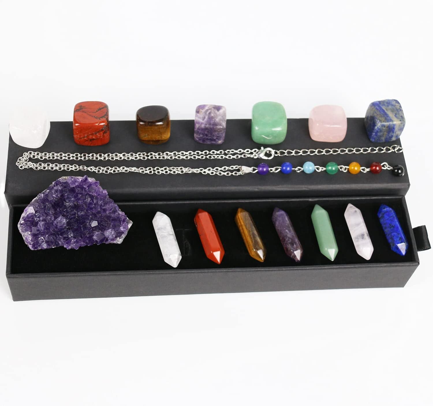 Nvzi Premium Crystals and Healing Stones Set in Display Box, Gemstones ...