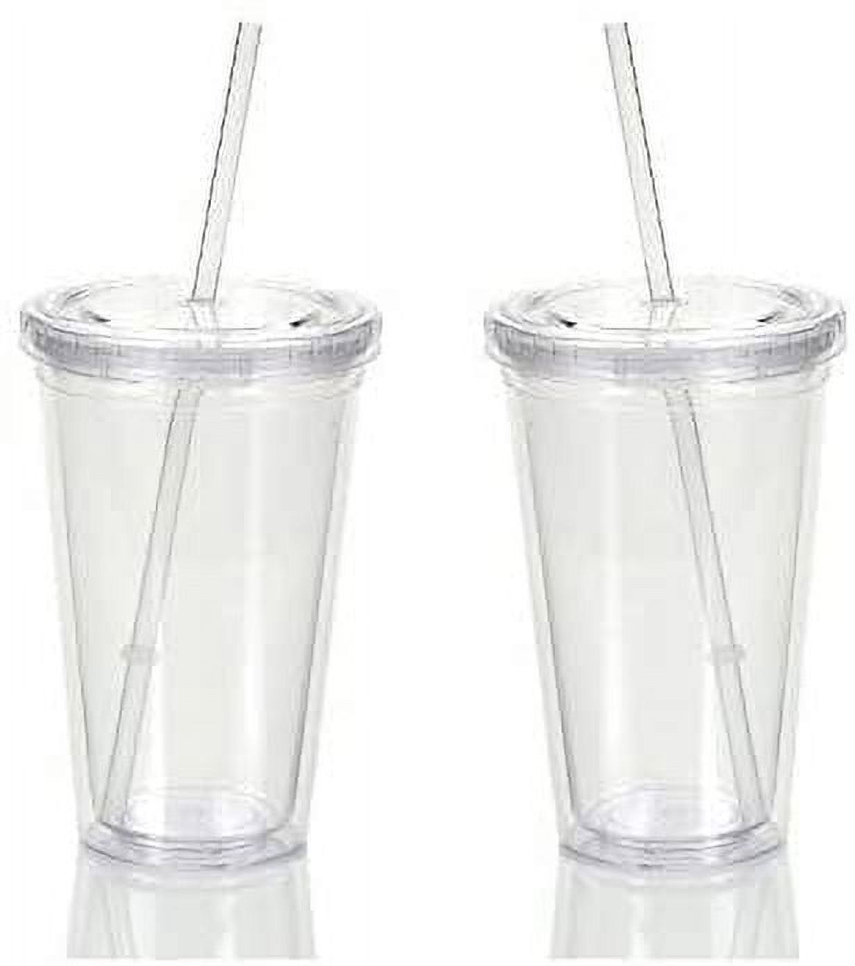 Nvzi Reusable Double Wall Insulated Acrylic Tumbler Cups with Straw and ...