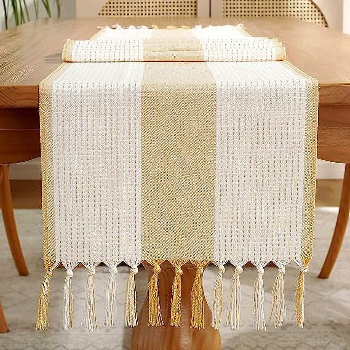 Nvzi Rustic Farmhouse Table Runner 90 Iches Long Burlap Style 13“ x 90 ...