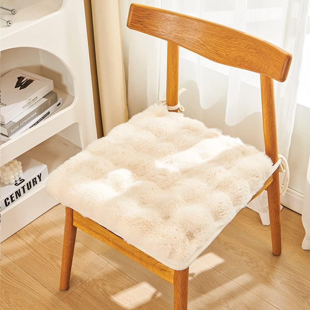 Nvzi Set of 4 Faux Fur Chair Cushions Warm Soft Shaggy Plush Anti-Slip ...