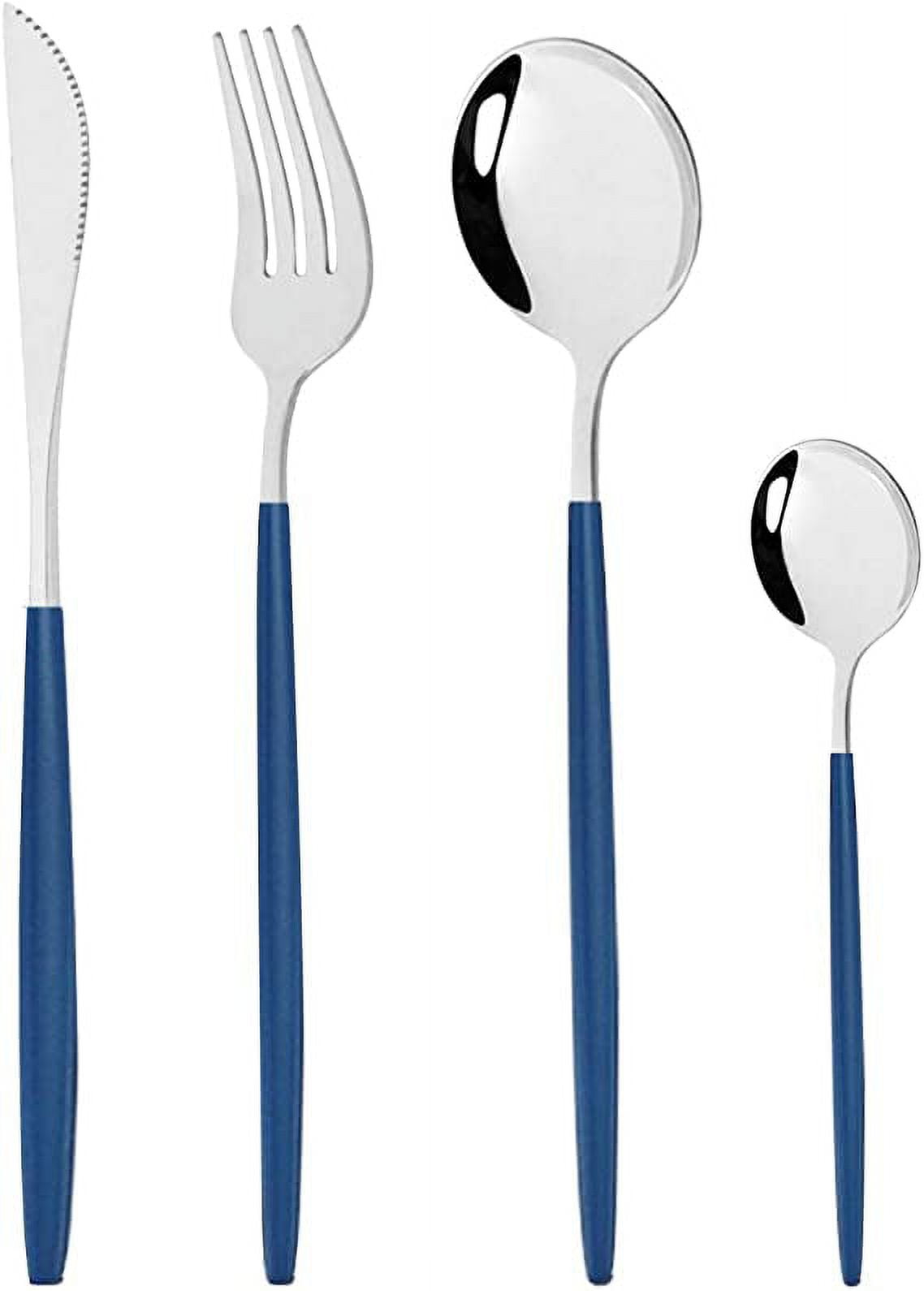 Nvzi Silverware Set - Stainless Steel Reusable Utensils Flatware Set ...