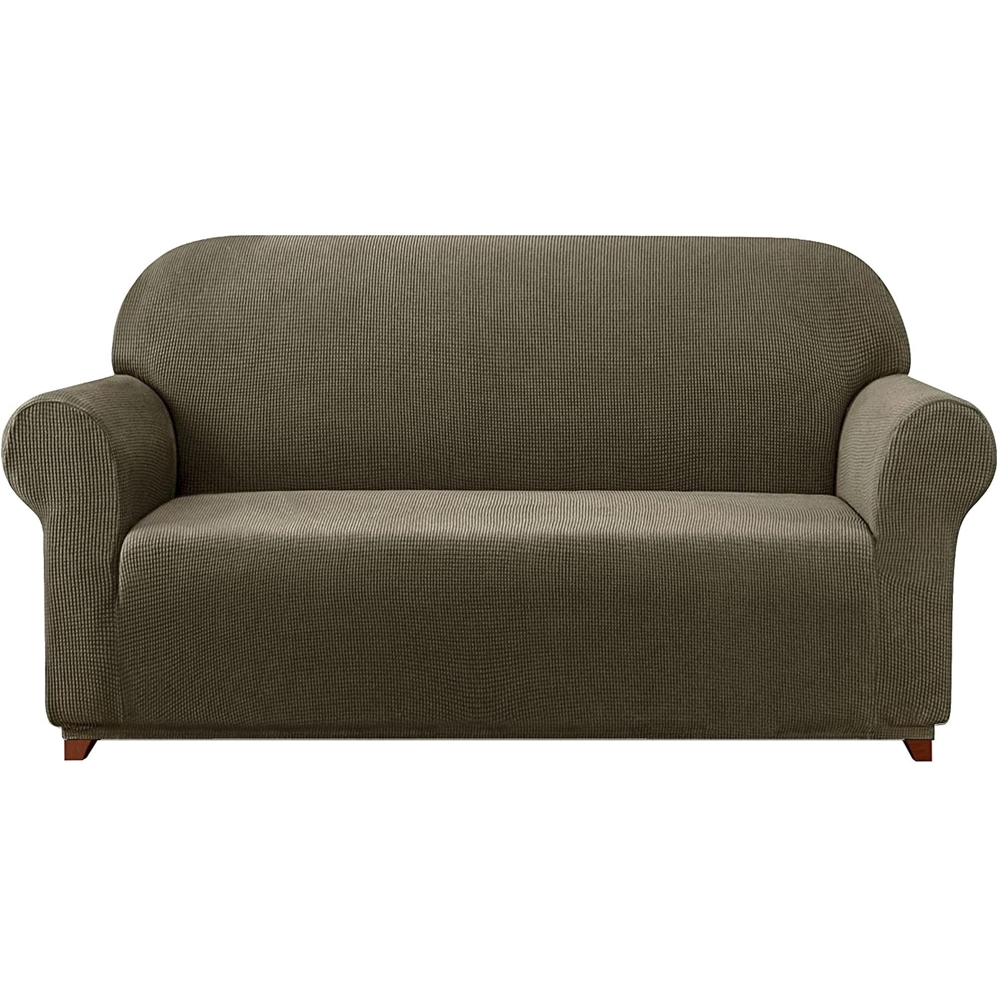 Nvzi Slipcovers 1 Piece,Light Brown Stretch Couch Covers for 3-Seater ...
