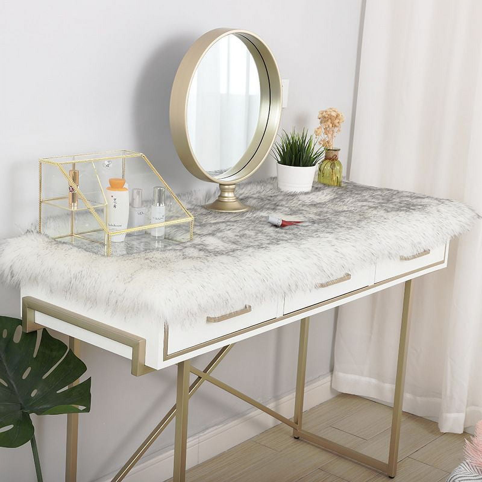 Nvzi Solid Color Plush Table Runner,Faux Sheepskin Decorative Shaggy ...