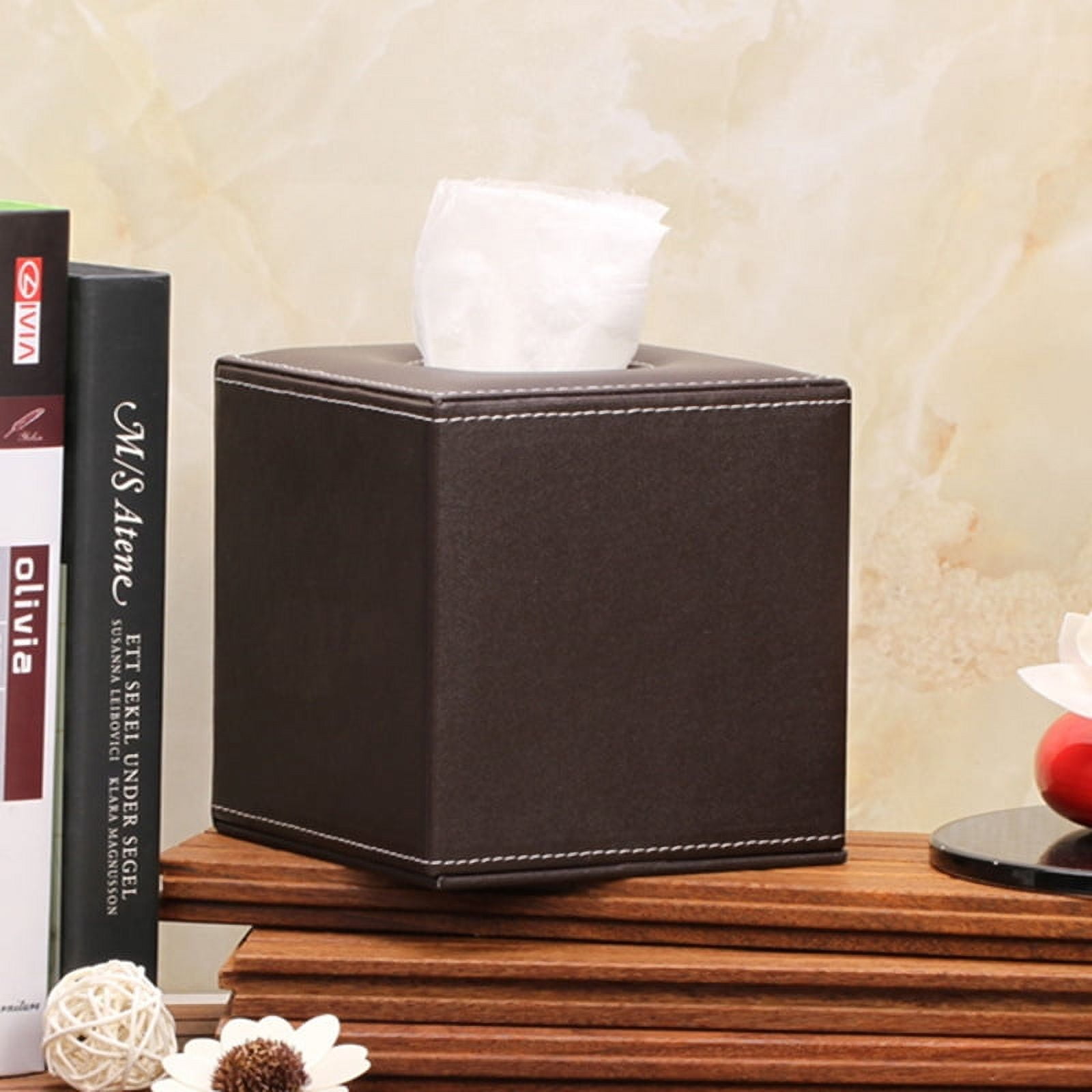 Nvzi Square Leather Tissue Box Cover - Stylish Cube Tissue Box Holder ...