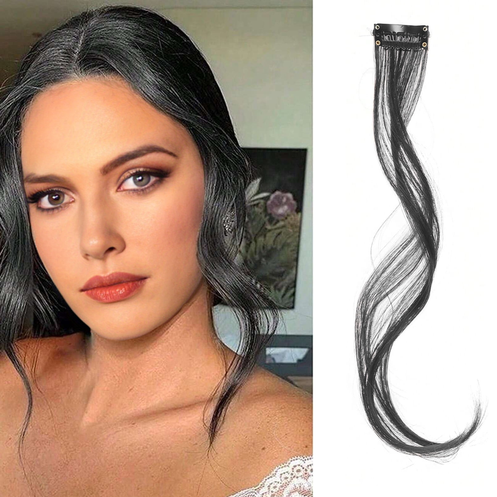 Nvzi Synthetic Long Dragon Beard Bangs Side Air Bangs Wavy Curly Clip ...