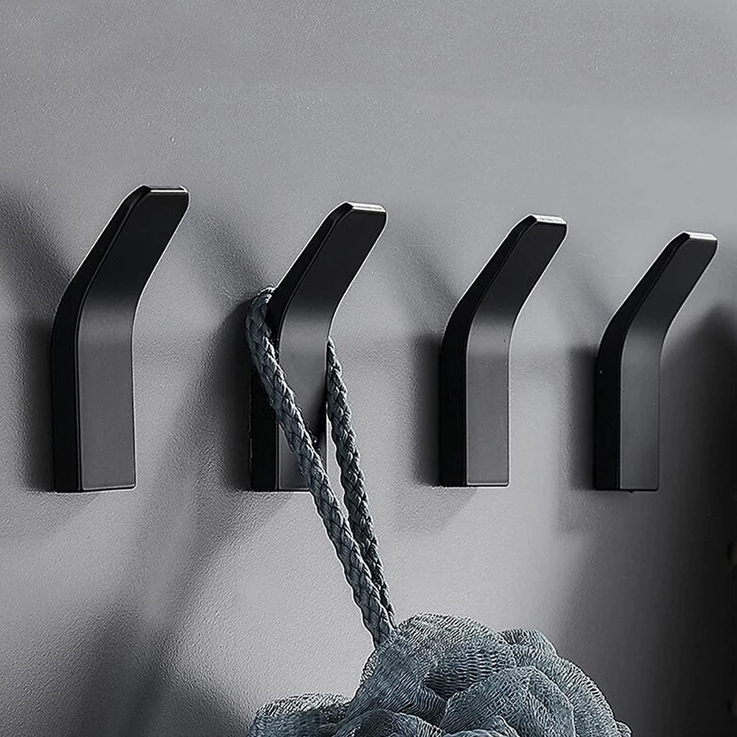 Nvzi Towel Hooks Bathroom Wall Hooks, 6 Pack No Drilling Matte Black ...