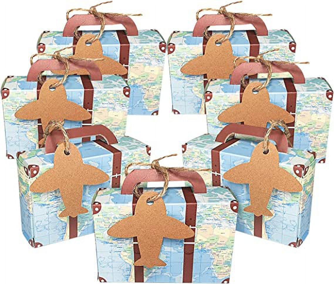 Nvzi Travel Themed Candy Boxes, 100Pcs Mini Suitcase Vintage Kraft ...