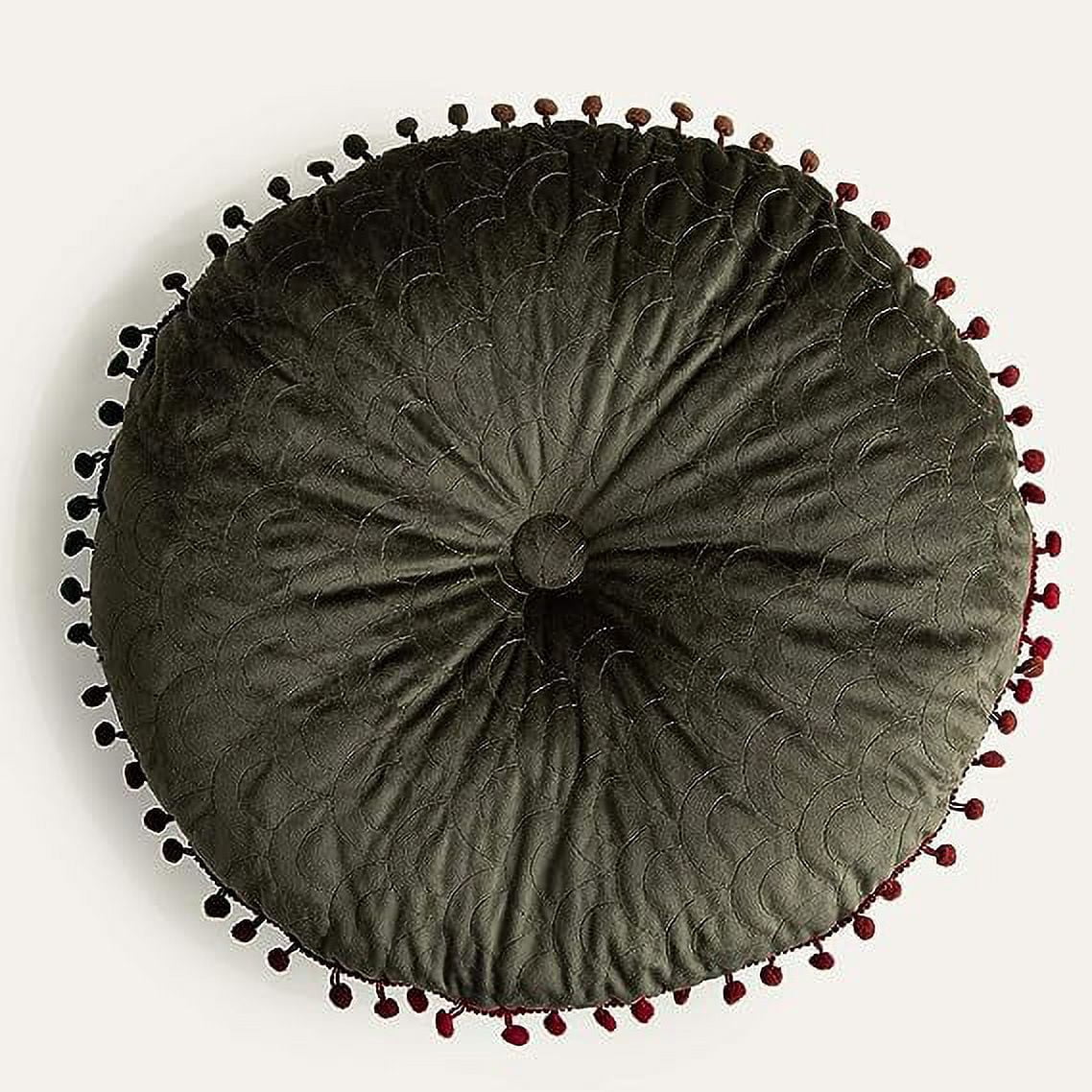 XmhyTop-A Velvet Soft Round Chair Pads Cute Gradient Pom Pom Indoor ...