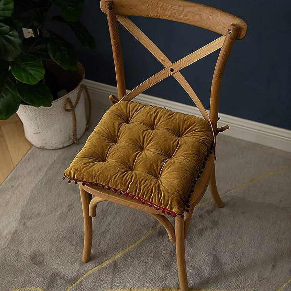 Nvzi Velvet Soft Square Chair Pad with Ties Cute Gradient Indoor Dining ...