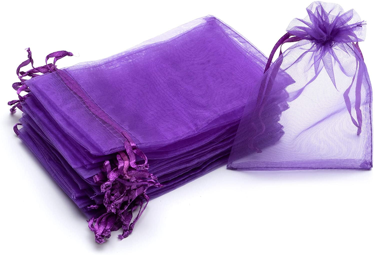 Nvzi-a 100pcs 4x6 Inches Purple Organza Gift Bags with Drawstring Candy ...