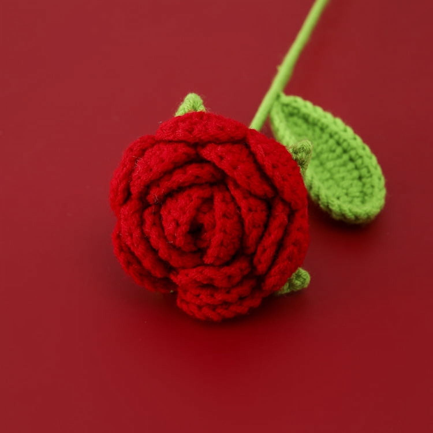 Nvzi-a 10pcs Wool Crochet Rose Handmade Faux Flowers Artificial Long ...