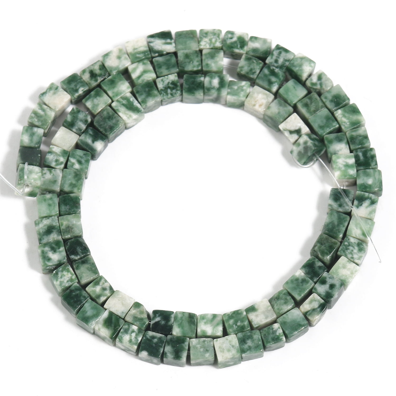 Nvzi-a 2 pieces of natural stone bead beads, natural green speckled ...