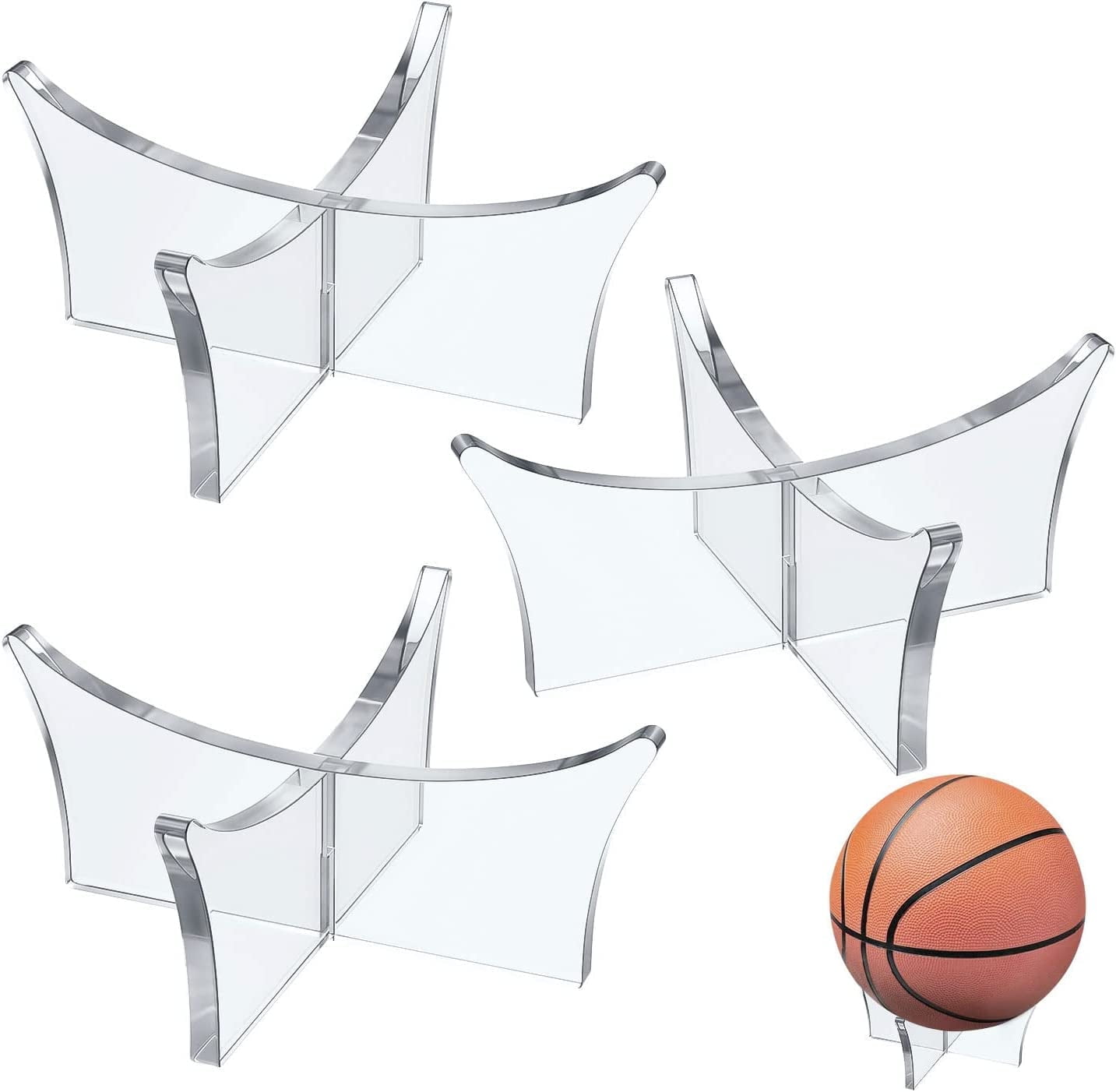 Fatty Farmer 3-Piece Acrylic Ball Stand, Football Basketball Ball Stand ...