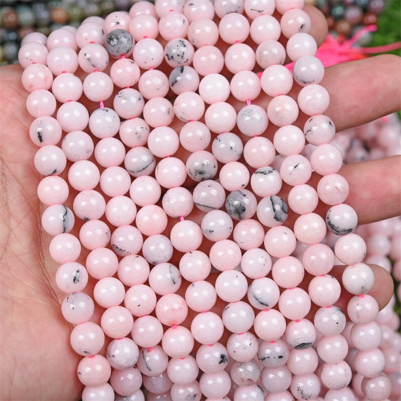 Nvzi-a 6mm Black Texture Pink Natural Stone Semi finished Jewelry ...